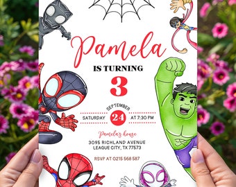Hulk & Spidey and His Amazing Friends Birthday Invitation With FREE ...