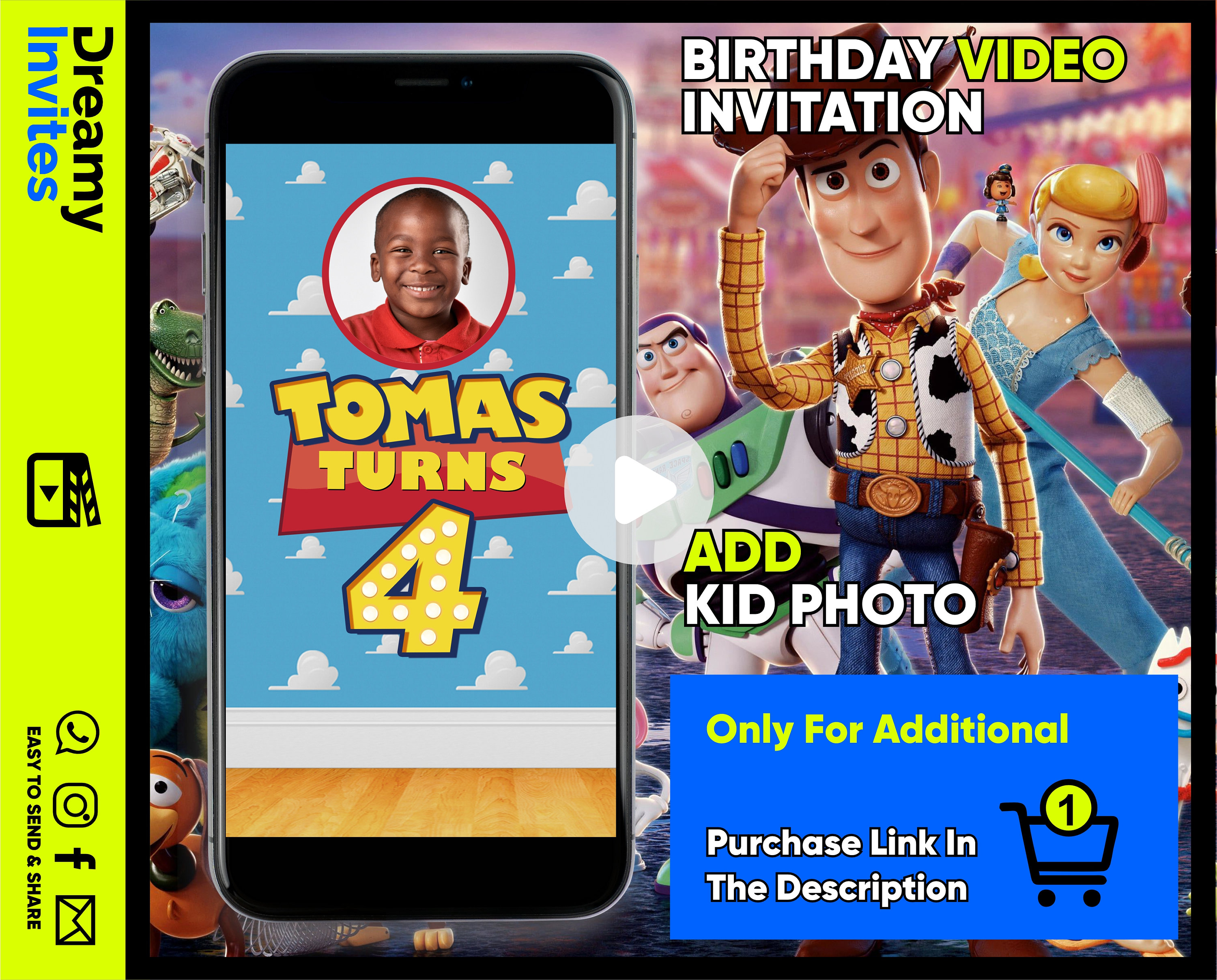Digital Toy Story Birthday Invitation Video Ready in 24H! Two Infinity ...