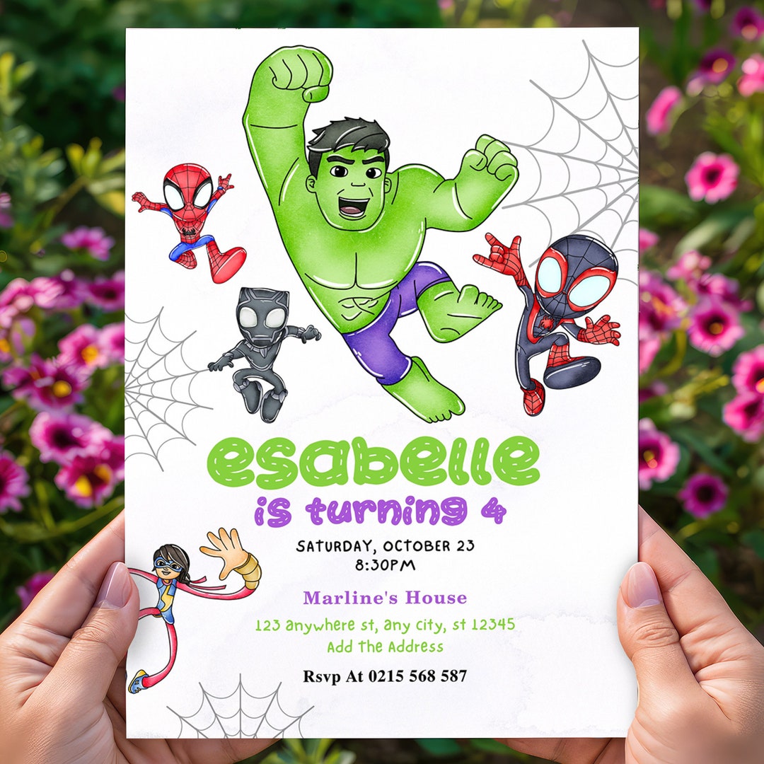 Hulk & Spidey and His Amazing Friends Birthday Invitation With FREE ...