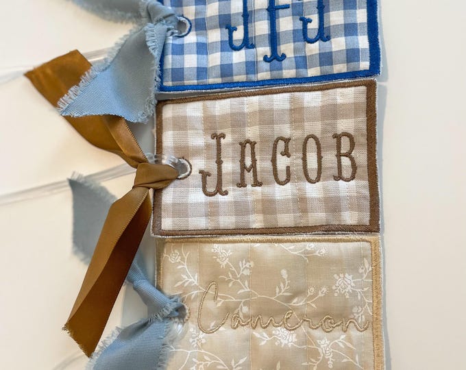 Personalized Diaper Bag Tag, Quilted Embroidered Tag, Luggage Tag, Gift ...