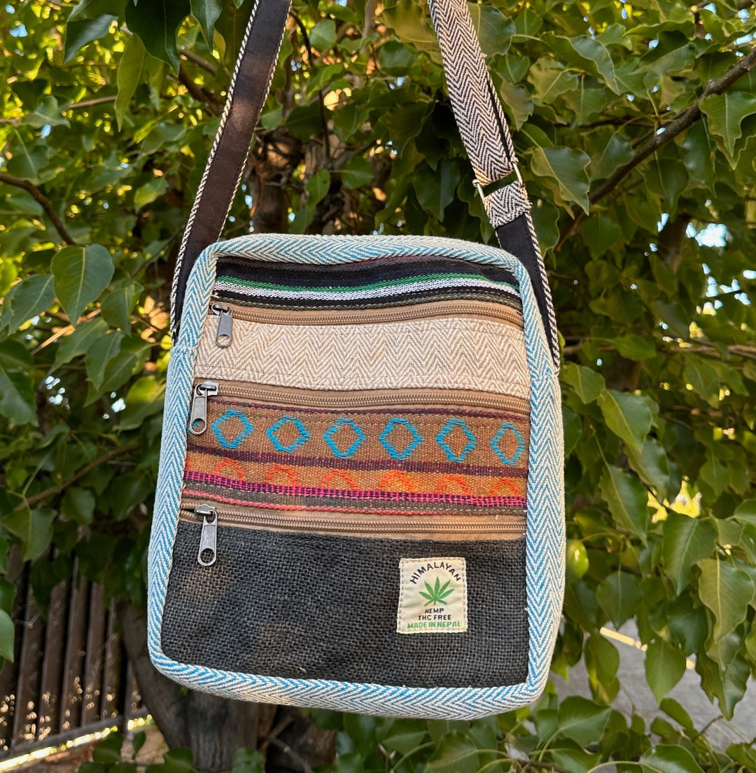 Handmade Himalayan Hemp Crossbody Bag: Vegan 5-pocket Mini Bag - Etsy