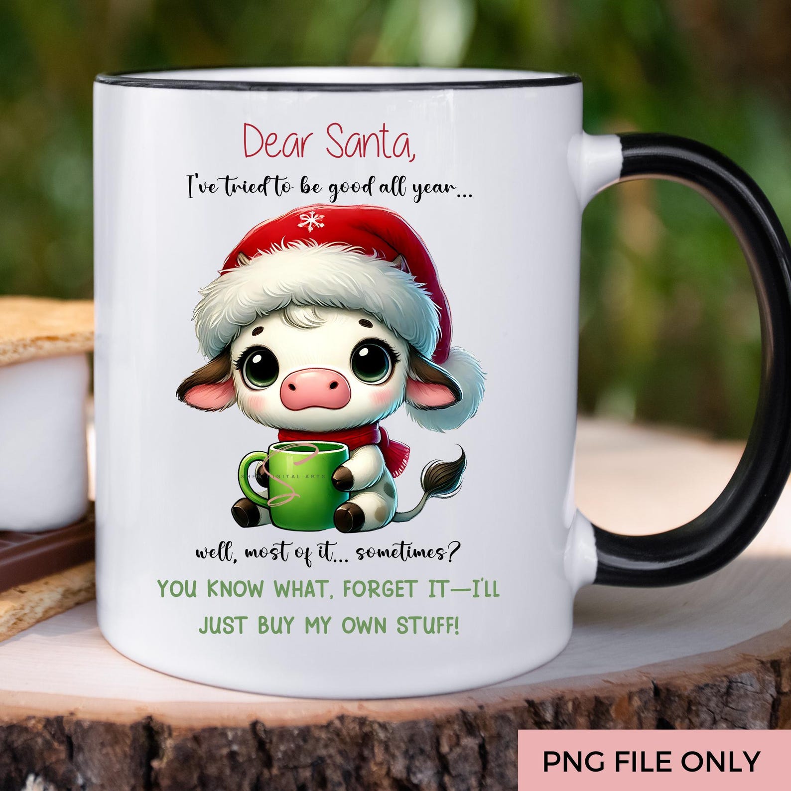 Dear Santa Png, Funny Baby Cow Christmas Coffee Mug Png, Dear Santa ...