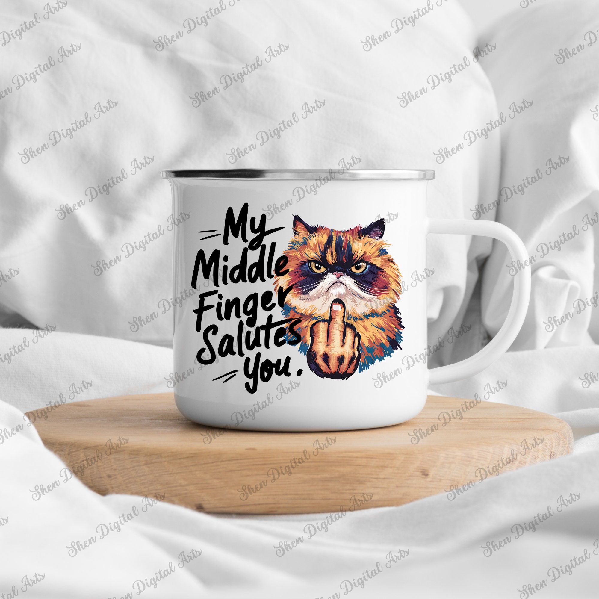 Grumpy Cat PNG, Rude Cat Coffee Mug Png, Middle Finger Cat Png ...