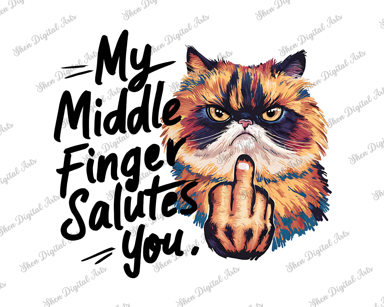Rude Cat Tumbler Wrap, Cat Middle Finger Tumbler Wrap Png, Cat PNG ...
