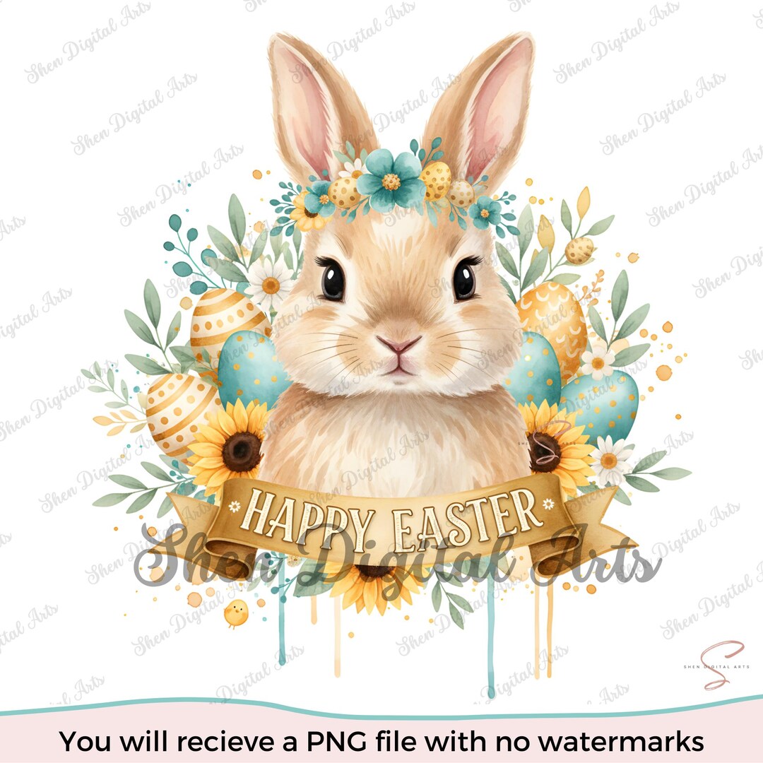 Floral Easter Bunny PNG, Spring Egg Hunt Design (digital Download) - Etsy