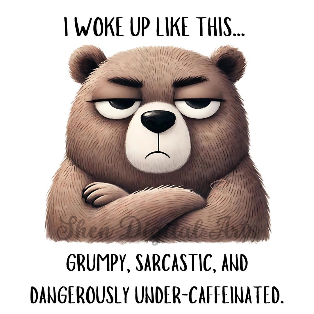Grumpy Bear Png, Funny Angry Bear Coffee Mug Png, Cute Bear Sublimation ...