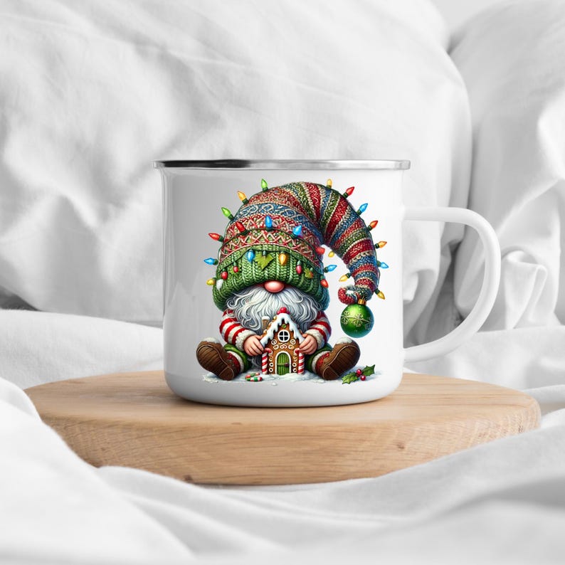 Christmas Gnome PNG, Green Gnome Coffee Mug Png, Watercolor Gnome ...