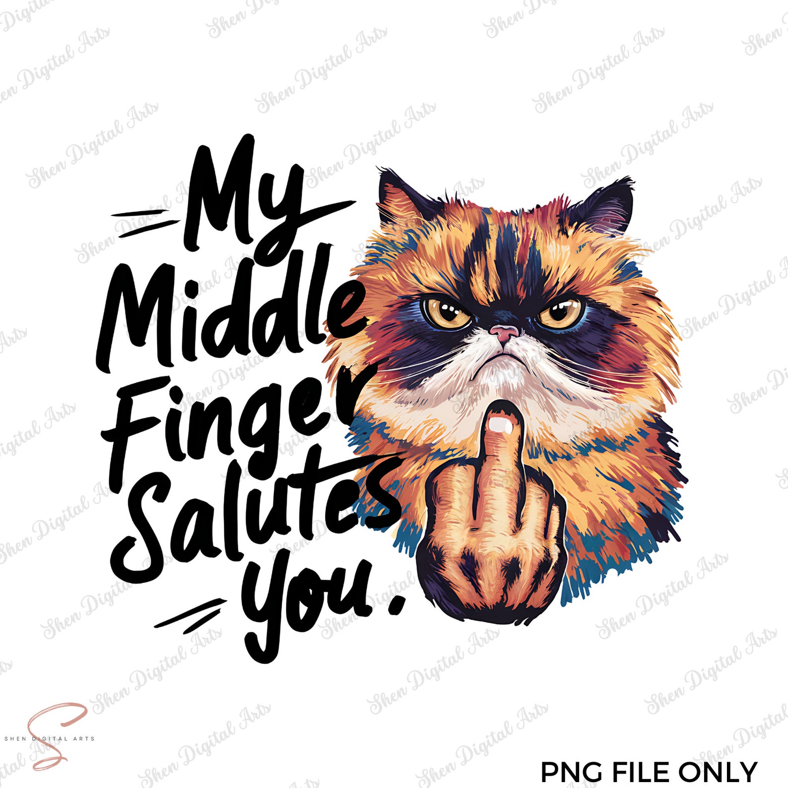 Grumpy Cat PNG, Rude Cat Coffee Mug Png, Middle Finger Cat Png ...
