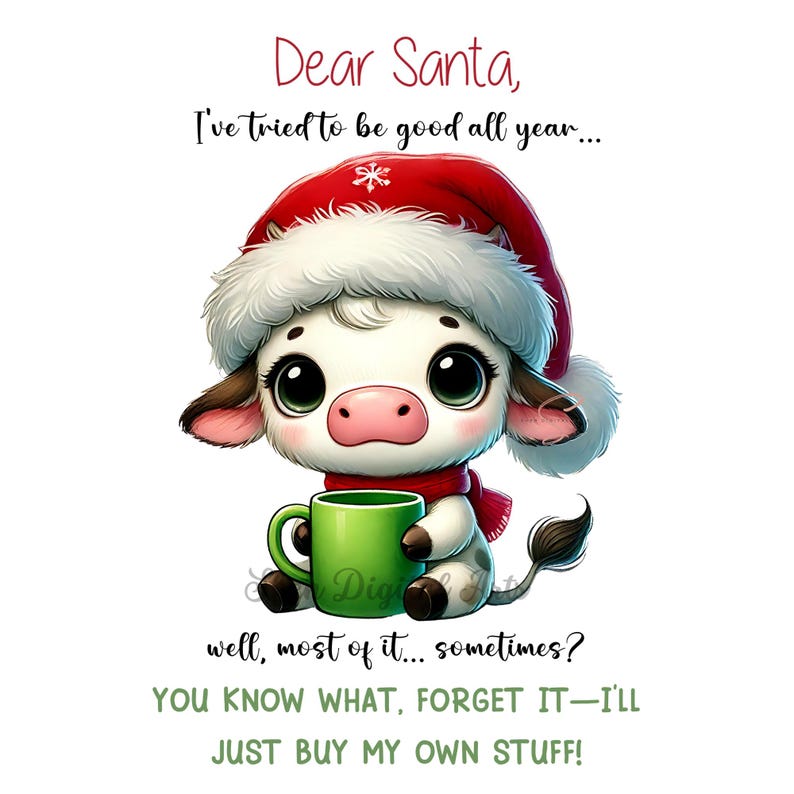 Dear Santa Png, Funny Baby Cow Christmas Coffee Mug Png, Dear Santa ...
