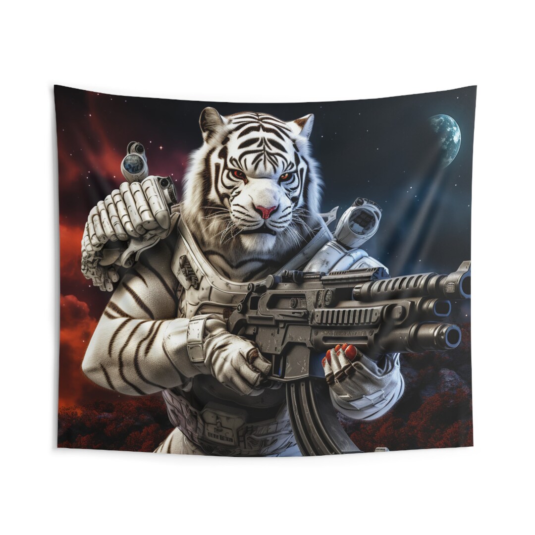 AI Art Tiger Space Ranger 2 Indoor Wall Tapestries - Etsy