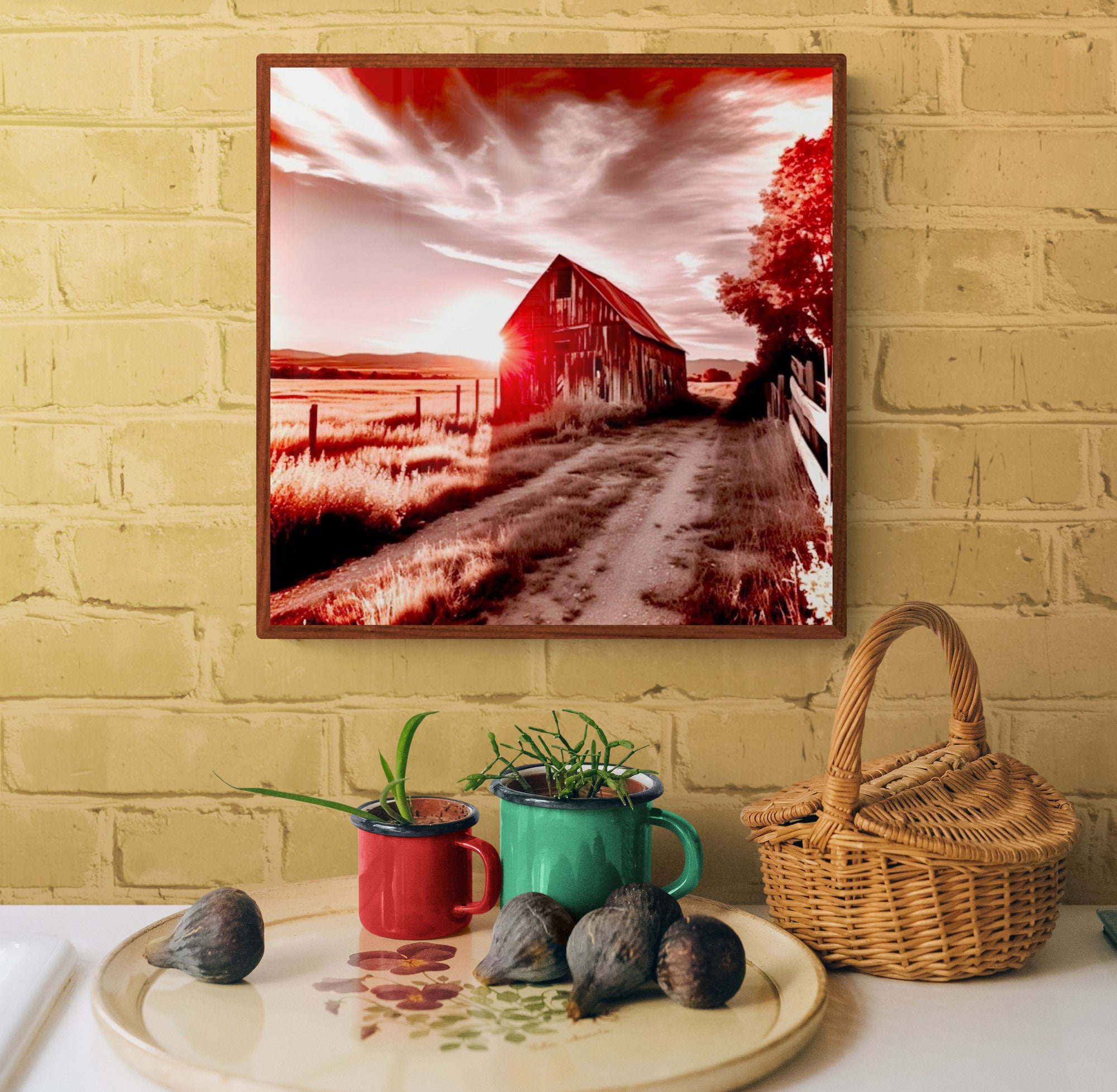 Old Barn Print Red Skies| Farmhouse |printable Wall Art | Western Decor ...