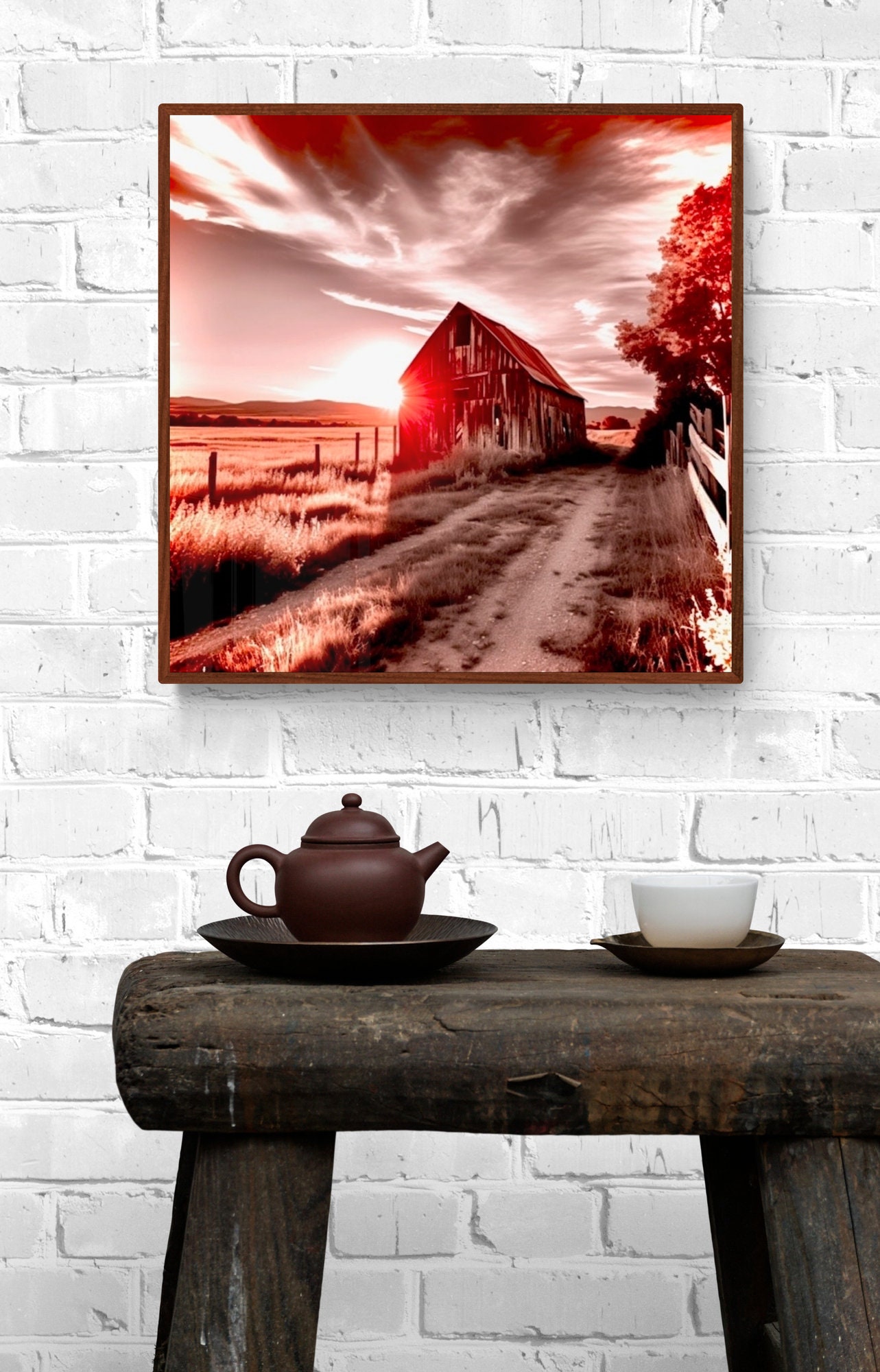 Old Barn Print Red Skies Farmhouse printable Wall Art Western Decor ...