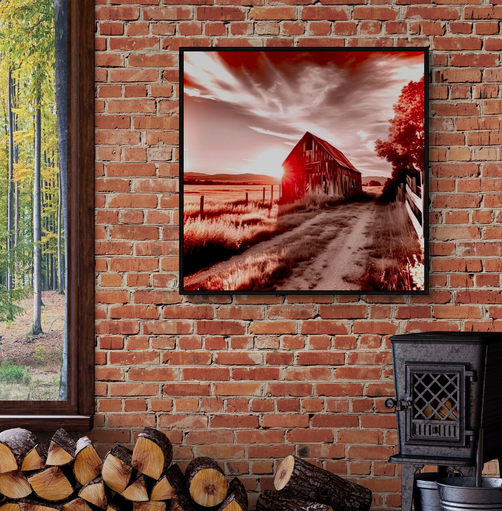 Old Barn Print Red Skies| Farmhouse |printable Wall Art | Western Decor ...