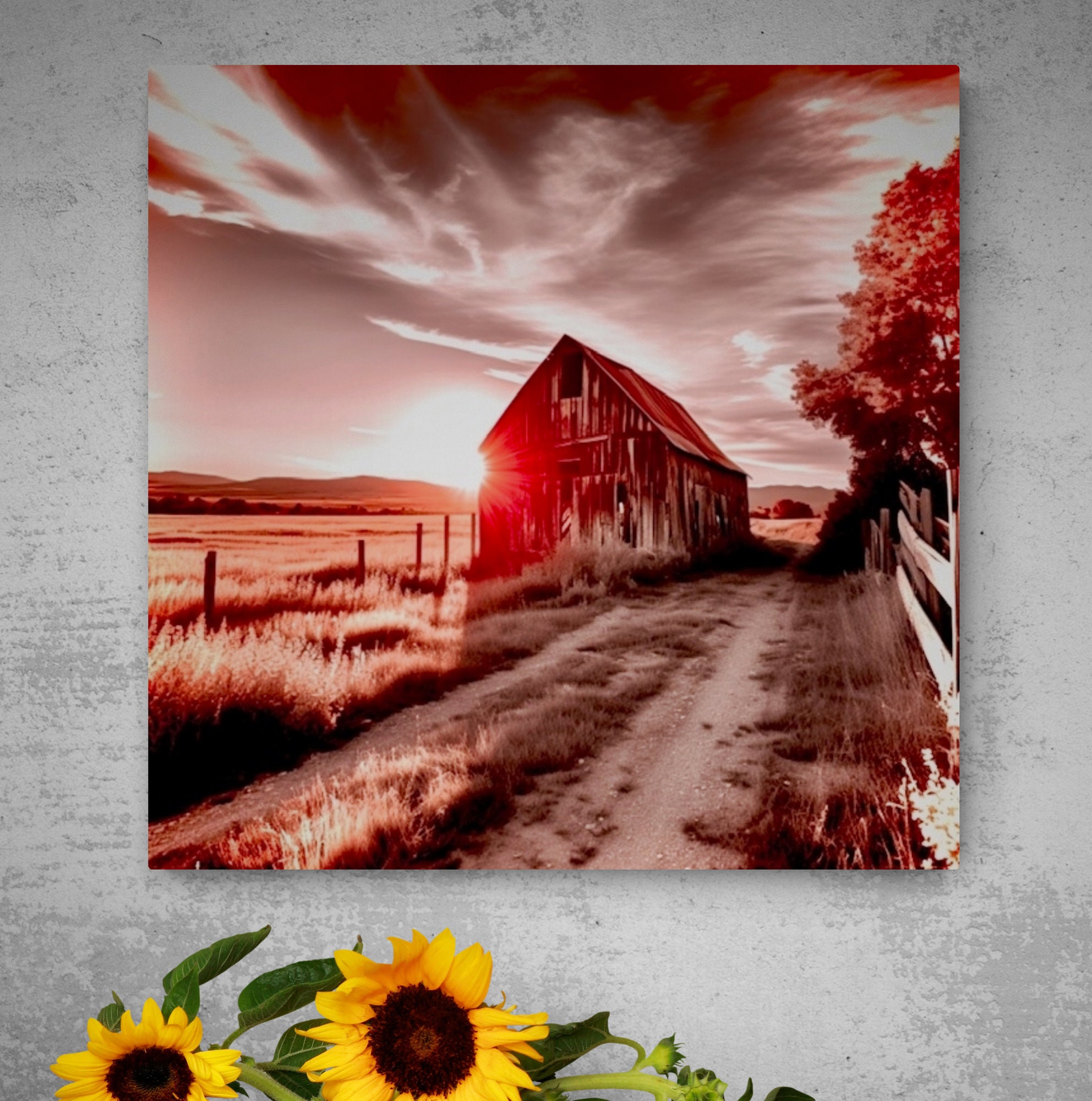 Old Barn Print Red Skies| Farmhouse |printable Wall Art | Western Decor ...