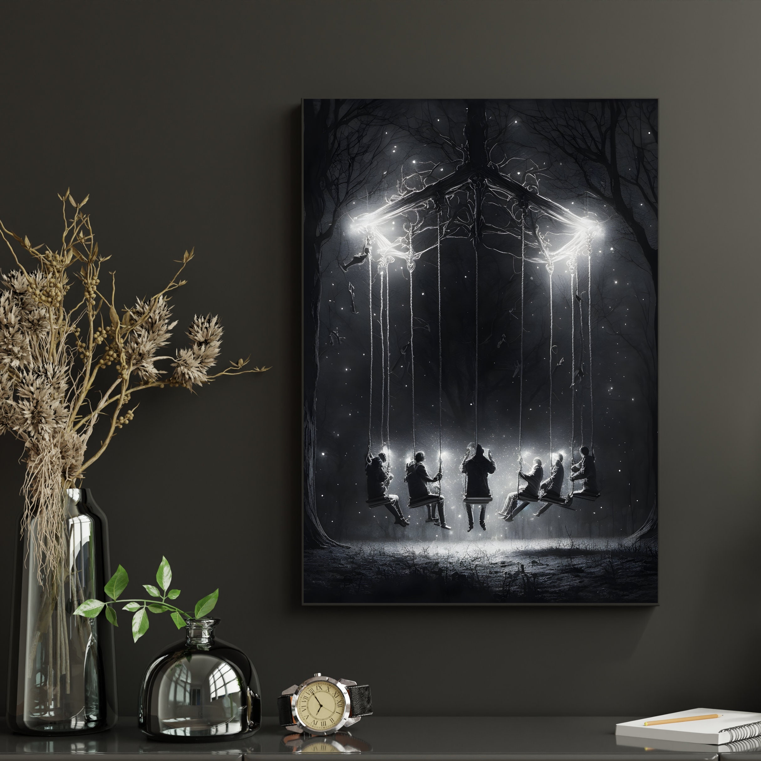 Hanging Out Darkside Print, Creepy Goth Wall Art, Spooky Victorian ...