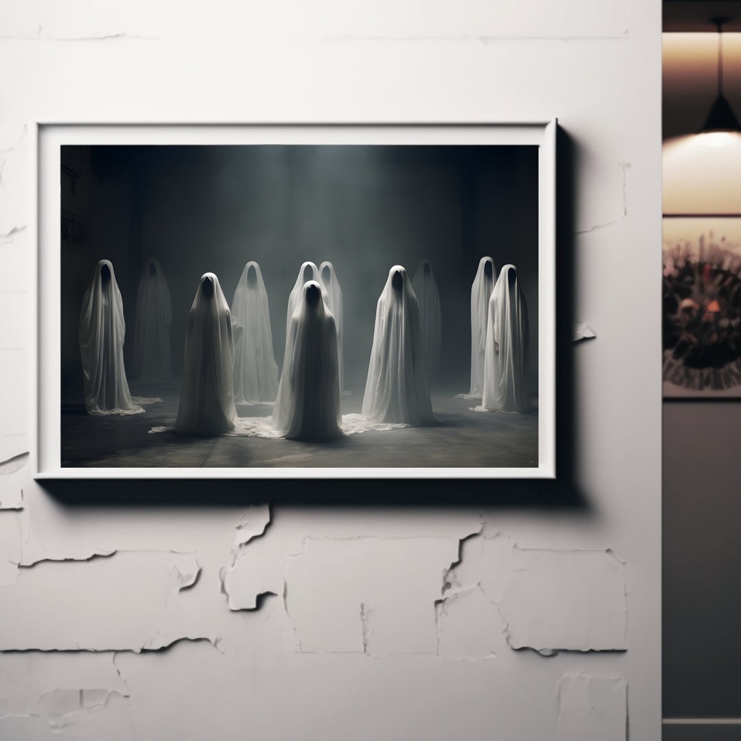 Scary Ghost Painting, Horizontal Wall Decor, Creepy Goth Wall Art ...