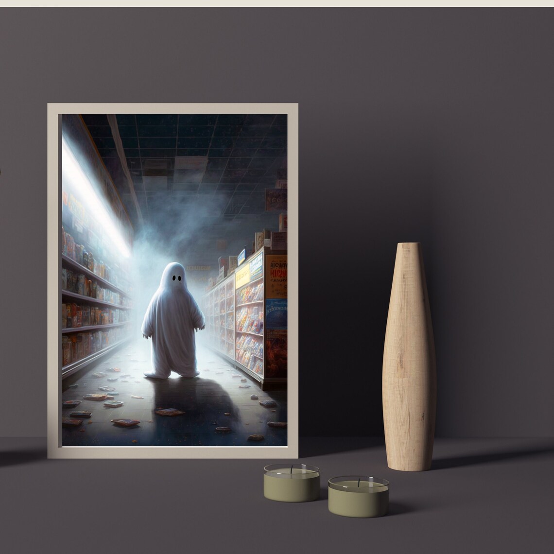 Ghost Hiding in Supermarket, Creepy Goth Wall Art, Spooky Victorian ...