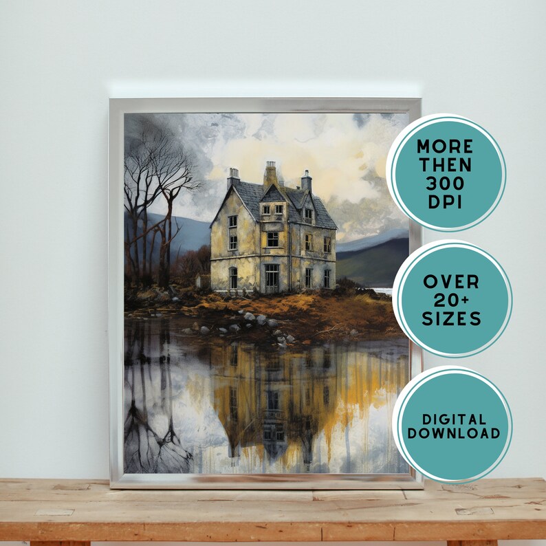 Cursed House, Haunted House, Creepy Wall Art, Spooky Victorian Gothic ...
