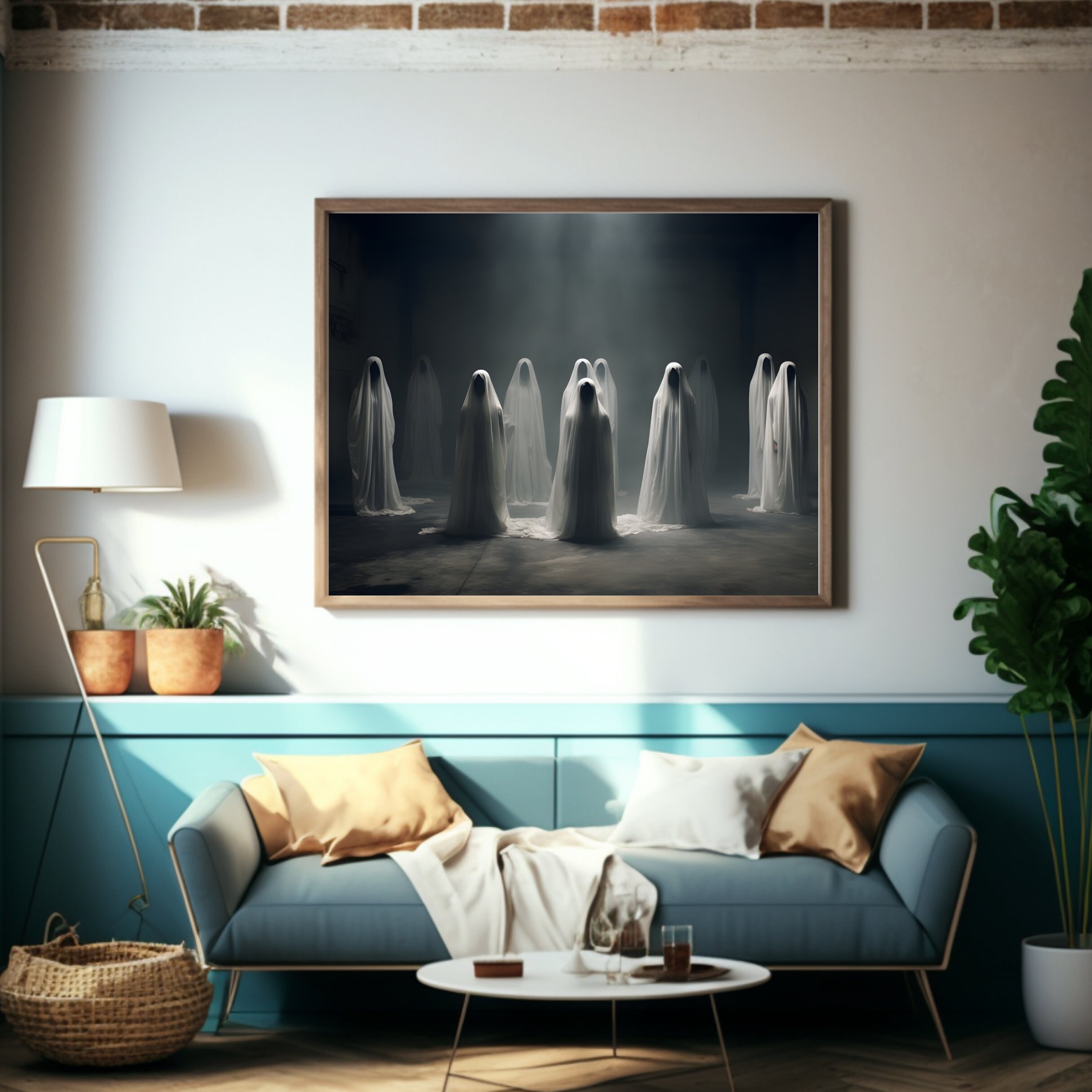 Scary Ghost Painting, Horizontal Wall Decor, Creepy Goth Wall Art ...