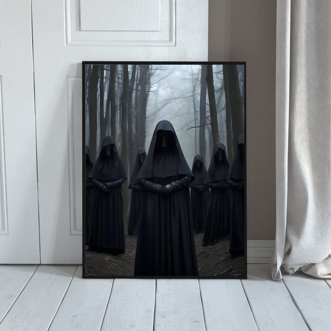 Cult Members Standing in the Forest Photography, Creepy Goth Wall Art ...