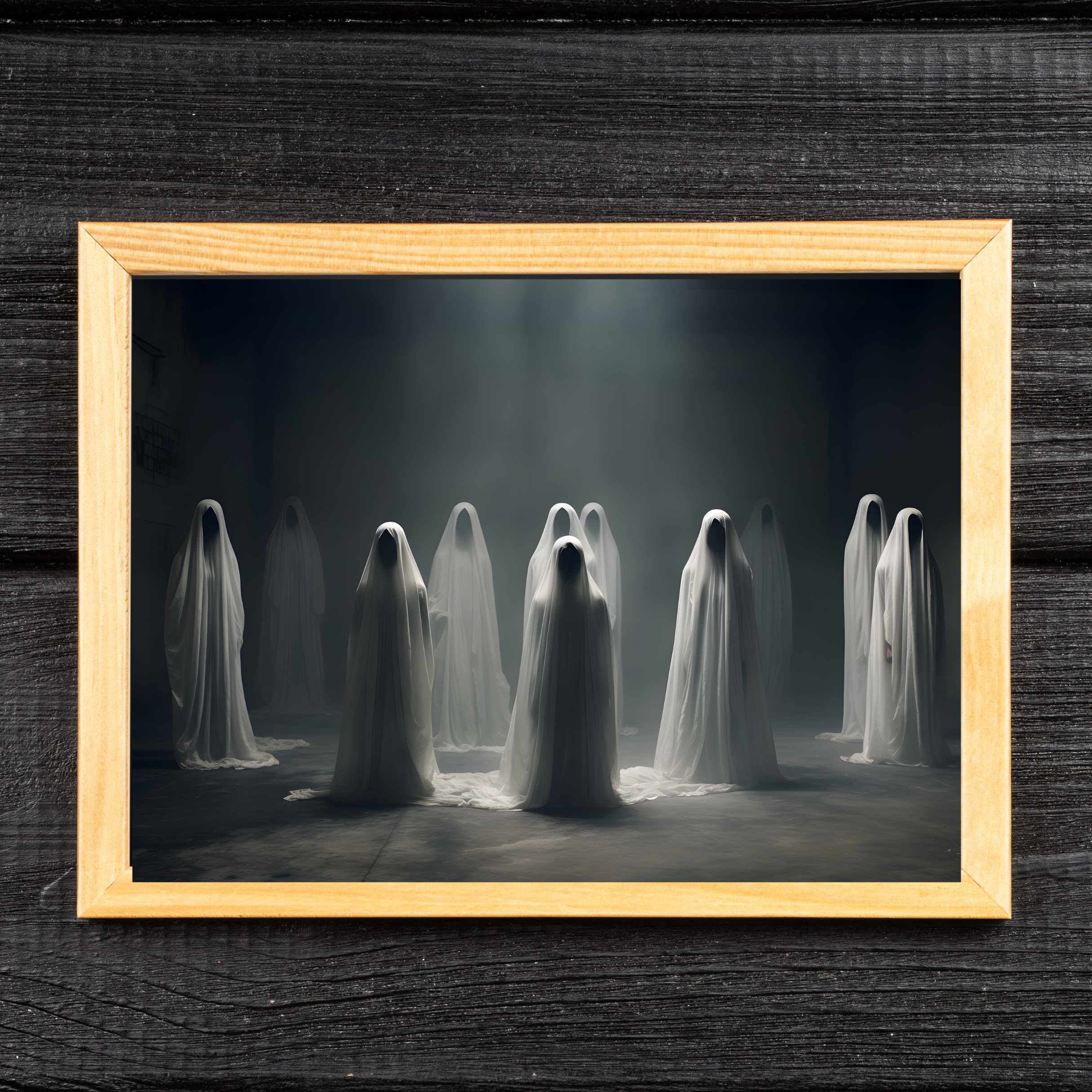 Scary Ghost Painting, Horizontal Wall Decor, Creepy Goth Wall Art ...