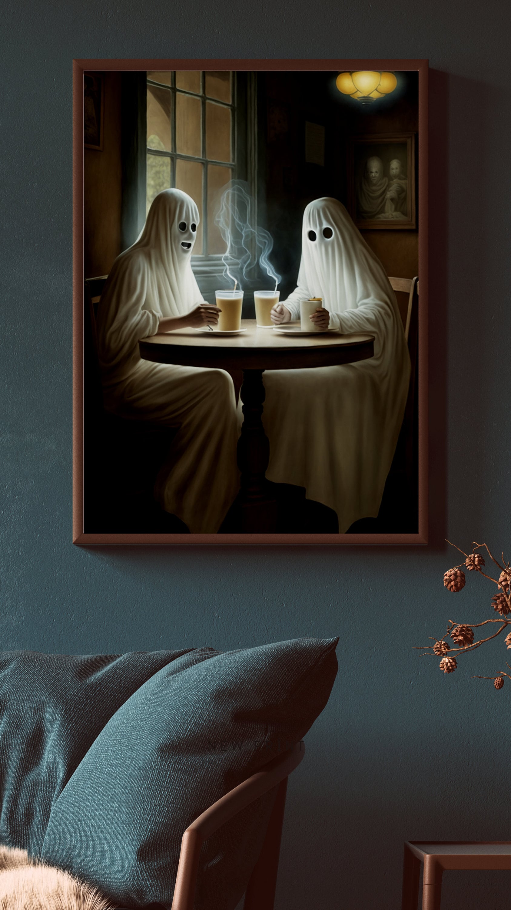 Creepy Goth Wall Art, Spooky Victorian Gothic Ghost, Ghost Vintage Oil ...