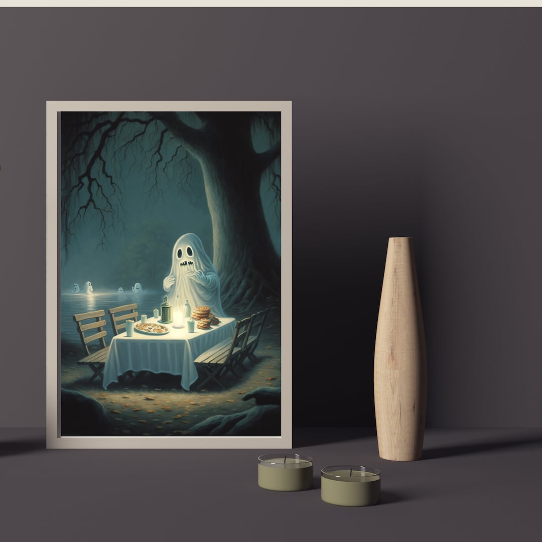 Ghost on a Picnic, Creepy Goth Wall Art, Spooky Victorian Gothic Ghost ...