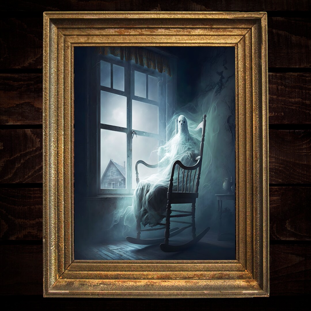 Weird Lady Sitting Chair Print, Creepy Goth Wall Art, Ghost Vintage Oil ...