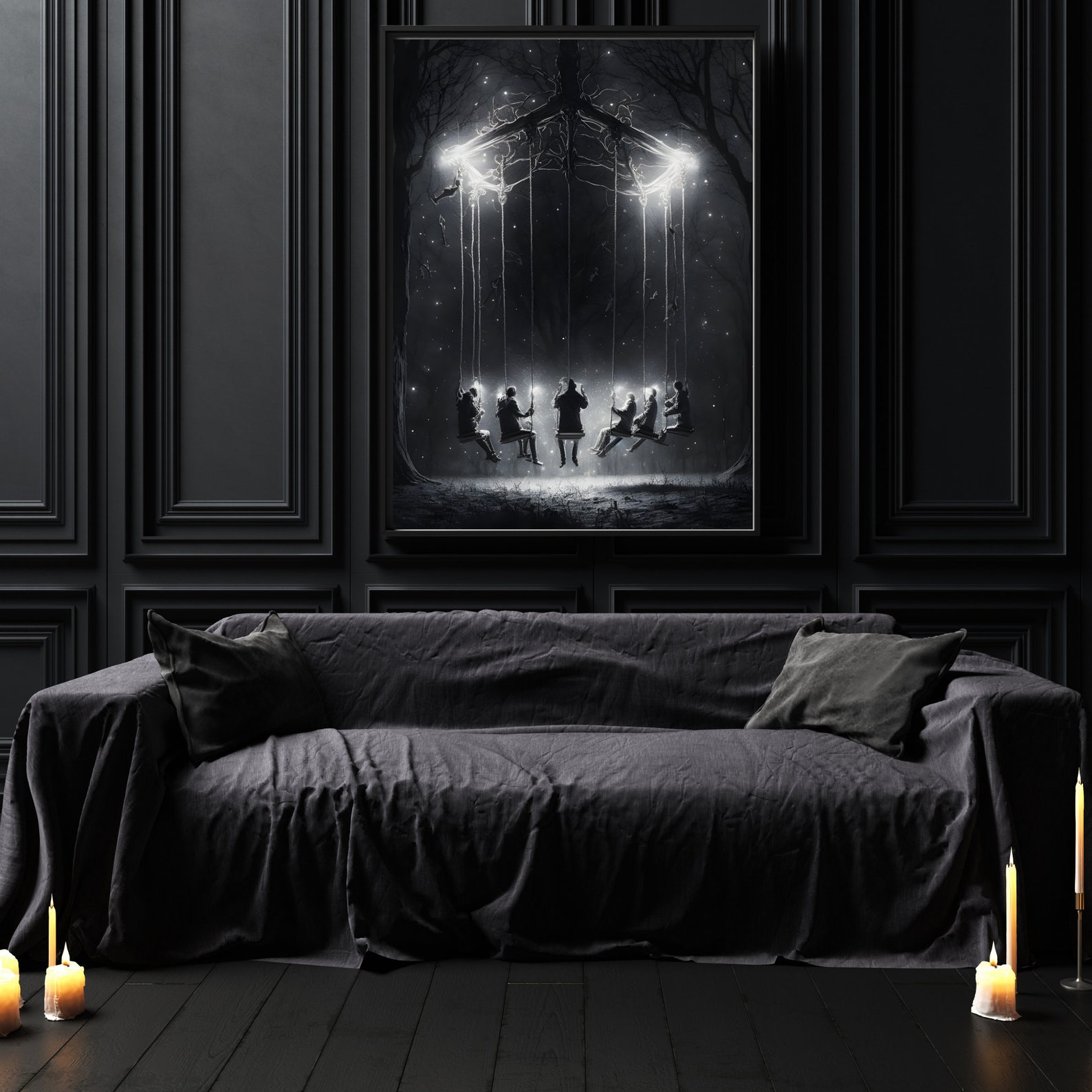 Hanging Out Darkside Print, Creepy Goth Wall Art, Spooky Victorian ...