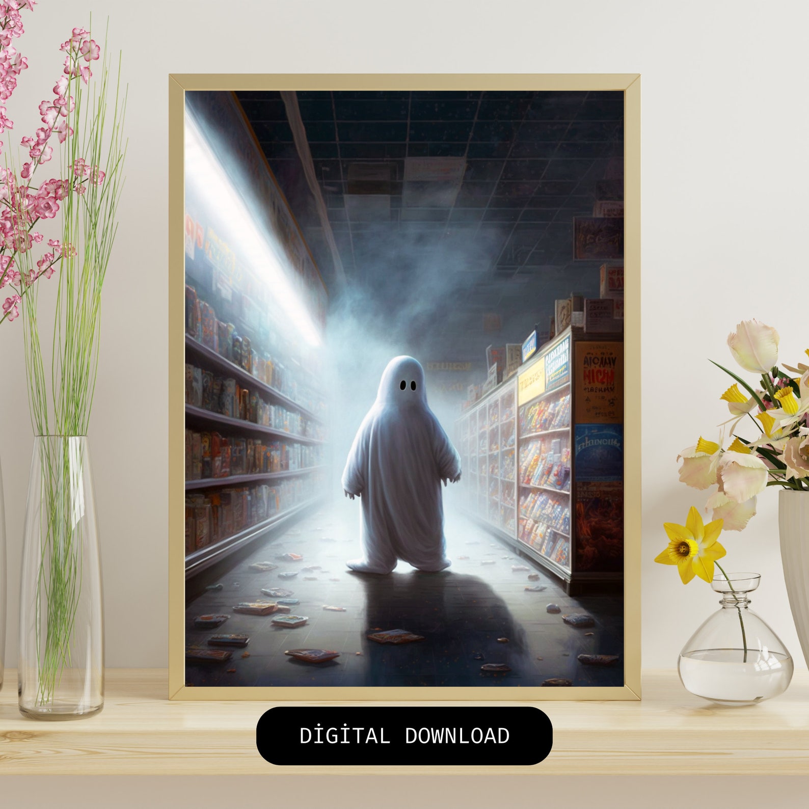 Ghost Hiding in Supermarket, Creepy Goth Wall Art, Spooky Victorian ...