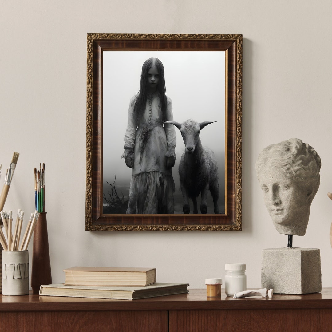 Gothic Goat Demon and Girl Print Vintage Photography, Dark Academia ...