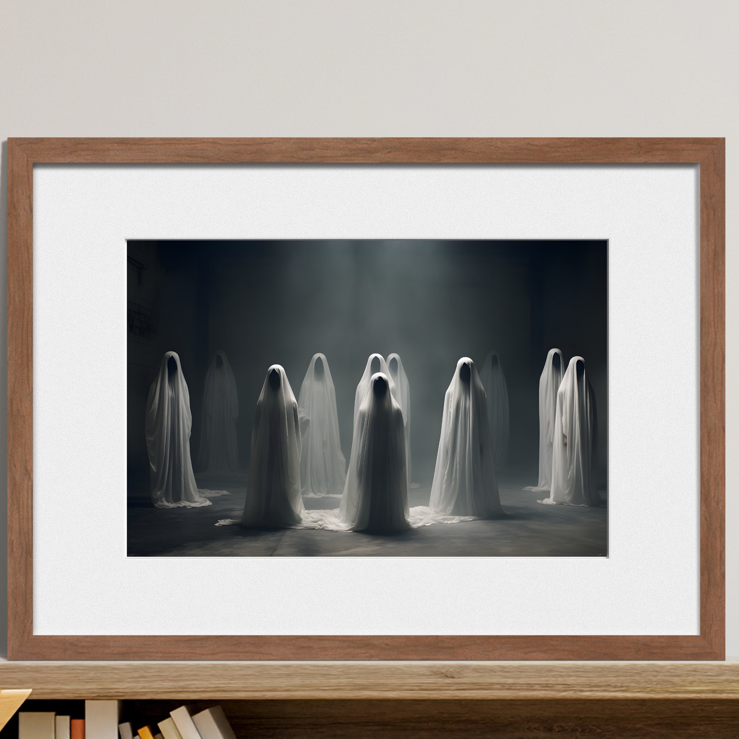 Scary Ghost Painting, Horizontal Wall Decor, Creepy Goth Wall Art ...