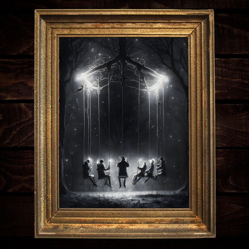 Hanging Out Darkside Print, Creepy Goth Wall Art, Spooky Victorian ...