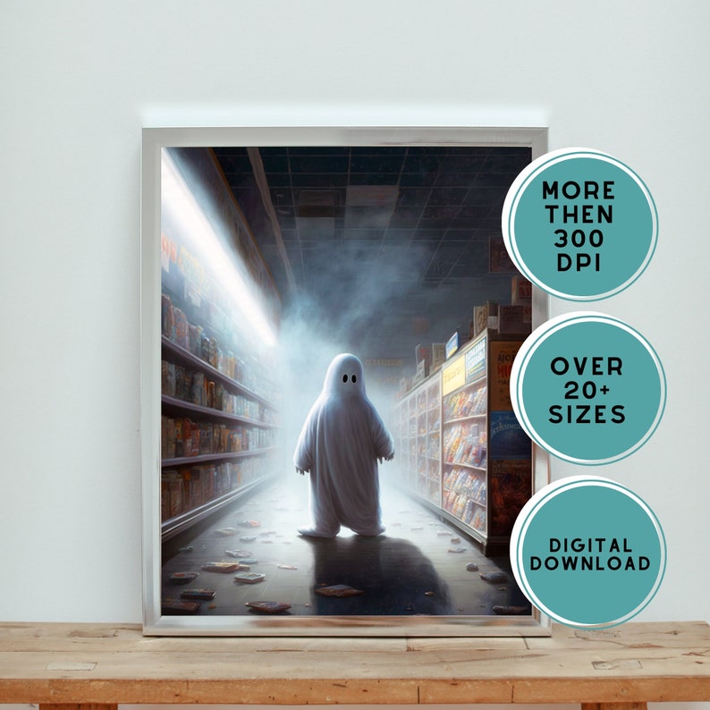 Ghost Hiding in Supermarket, Creepy Goth Wall Art, Spooky Victorian ...