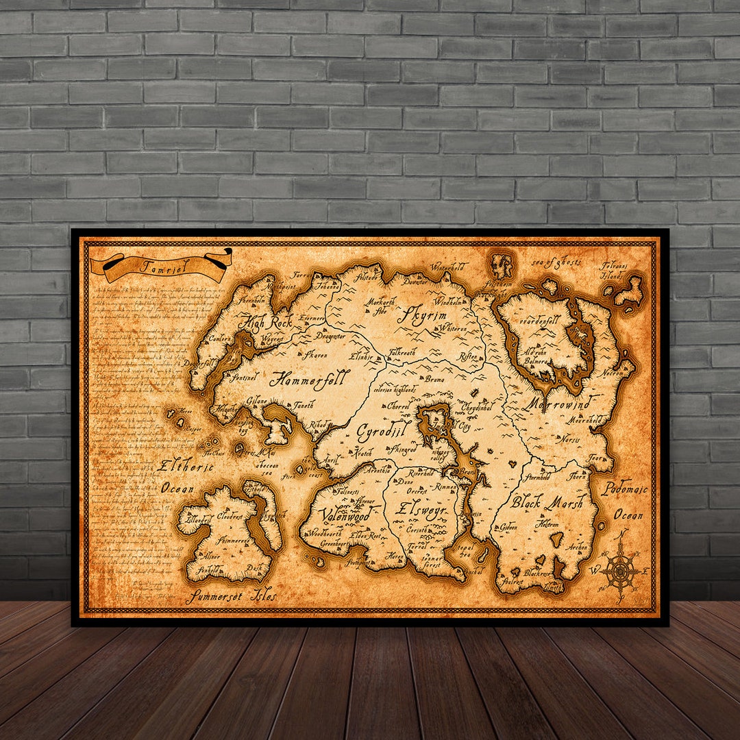 Map of Tamriel From Elder Scrolls Skyrim Poster, Wall Art, Room Decor ...