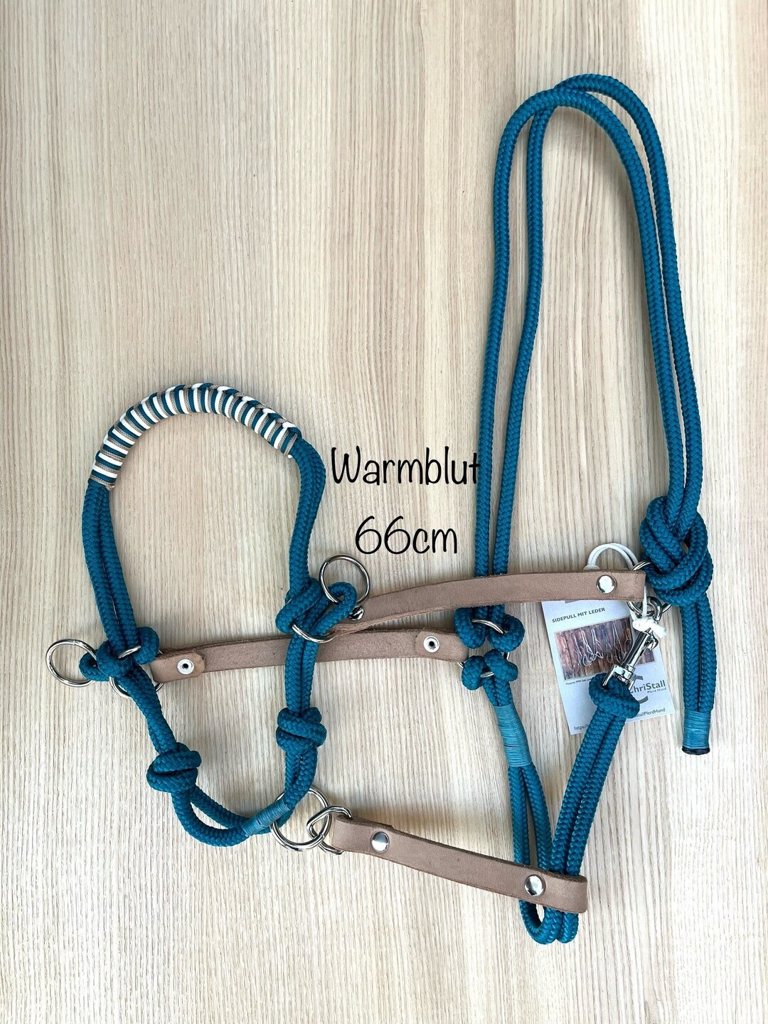 Pulling Sidepull With Braided Noseband Made of Rope and Leather, Size Warmblood, Aqua - Etsy
