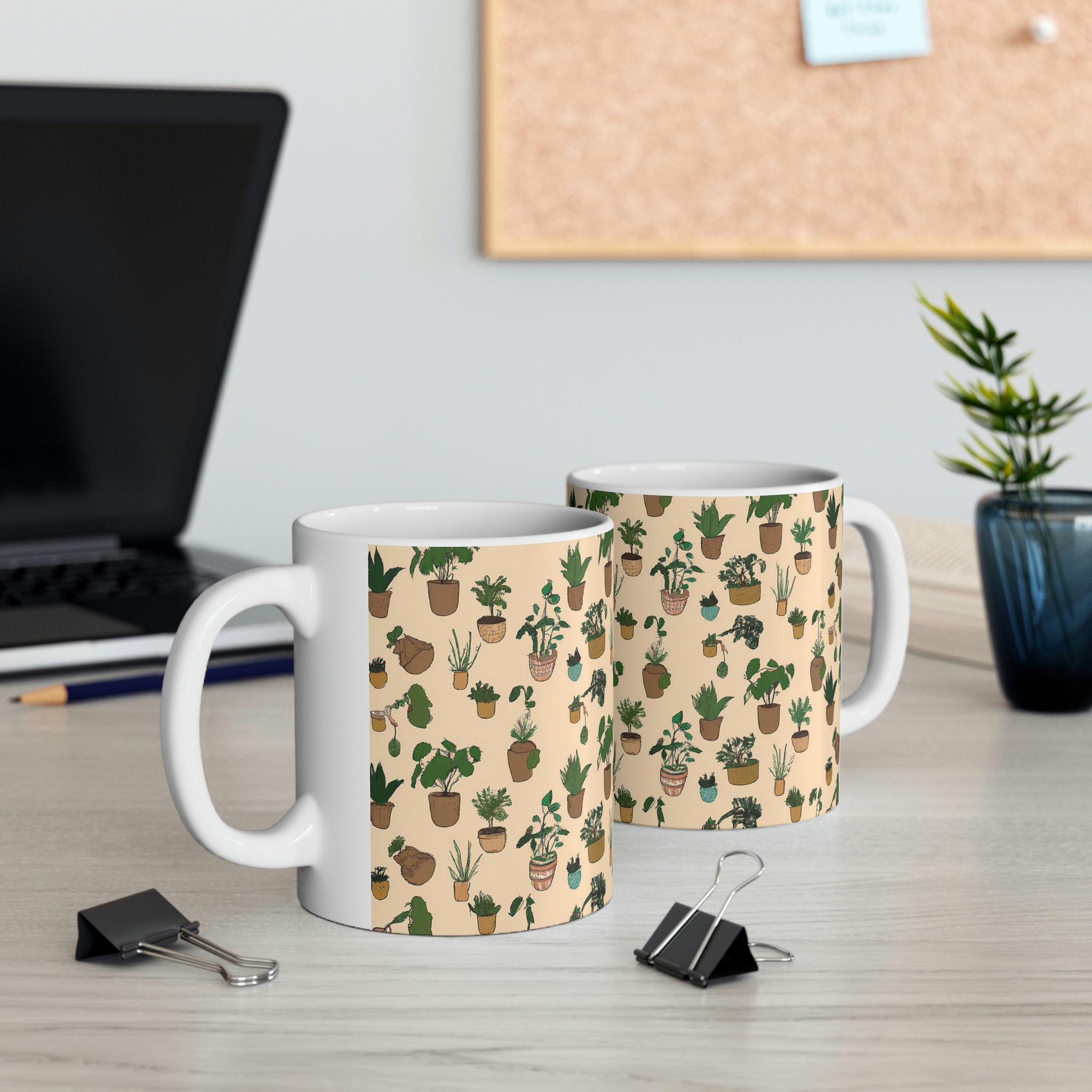 Floral Hand-drawn Pattern Mug, House Plant Mug Pattern, Plant Mom ...