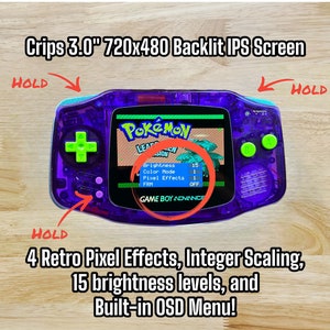 Custom Gameboy Advance - Team Rocket Edition, IPS Backlit Screen, RGB ...