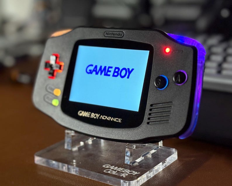 Custom Gameboy Advance - Ultra Glow IPS Backlit Screen, RGB Lights ...