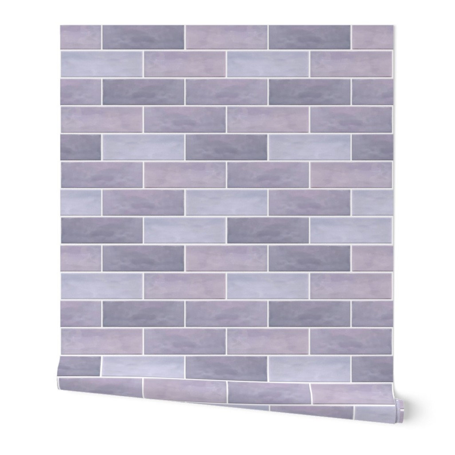 Subway Tile Wallpaper, Faux Tile Wallpaper, Purple Tile Wallpaper ...