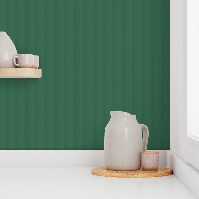 Curved Wall Panelling Wallpaper, Wall Panel Wallpaper, Dark Green ...