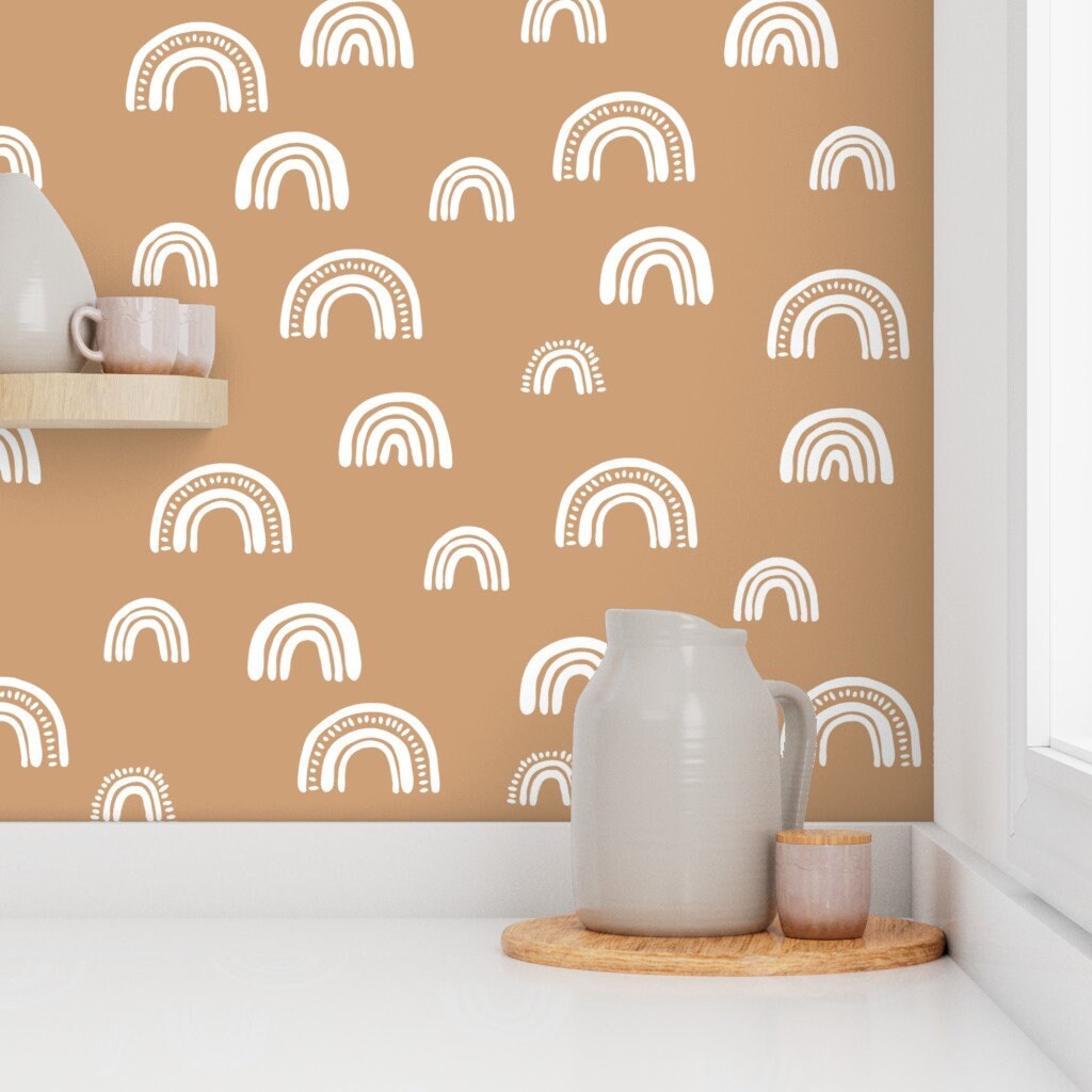 Rainbow Wallpaper, Feature Wall, Gender Neutral Wallpaper, Tan ...
