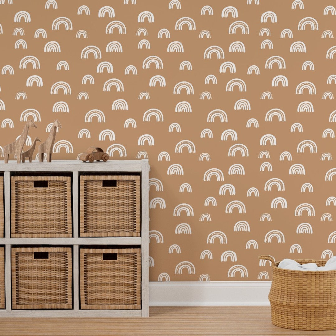 Rainbow Wallpaper, Feature Wall, Gender Neutral Wallpaper, Tan ...