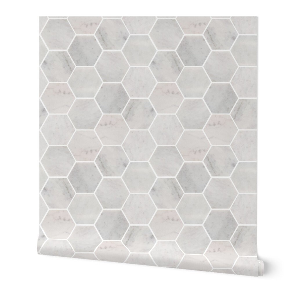 Tile Wallpaper, Faux Tile Wallpaper, Marble Tile Wallpaper, Feature ...