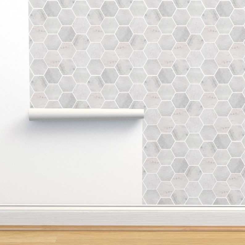 Tile Wallpaper, Faux Tile Wallpaper, Marble Tile Wallpaper, Feature ...