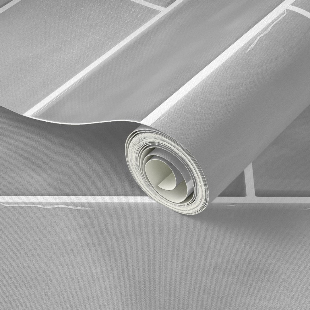 Subway Tile Wallpaper, Faux Tile Wallpaper, Grey Tile Wallpaper ...