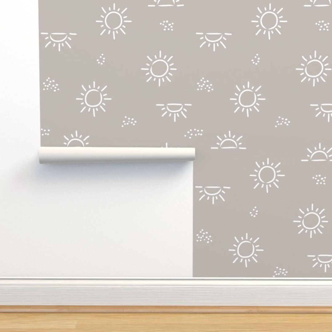 Sun Wallpaper, Feature Wall, Gender Neutral Wallpaper, Taupe Wallpaper ...