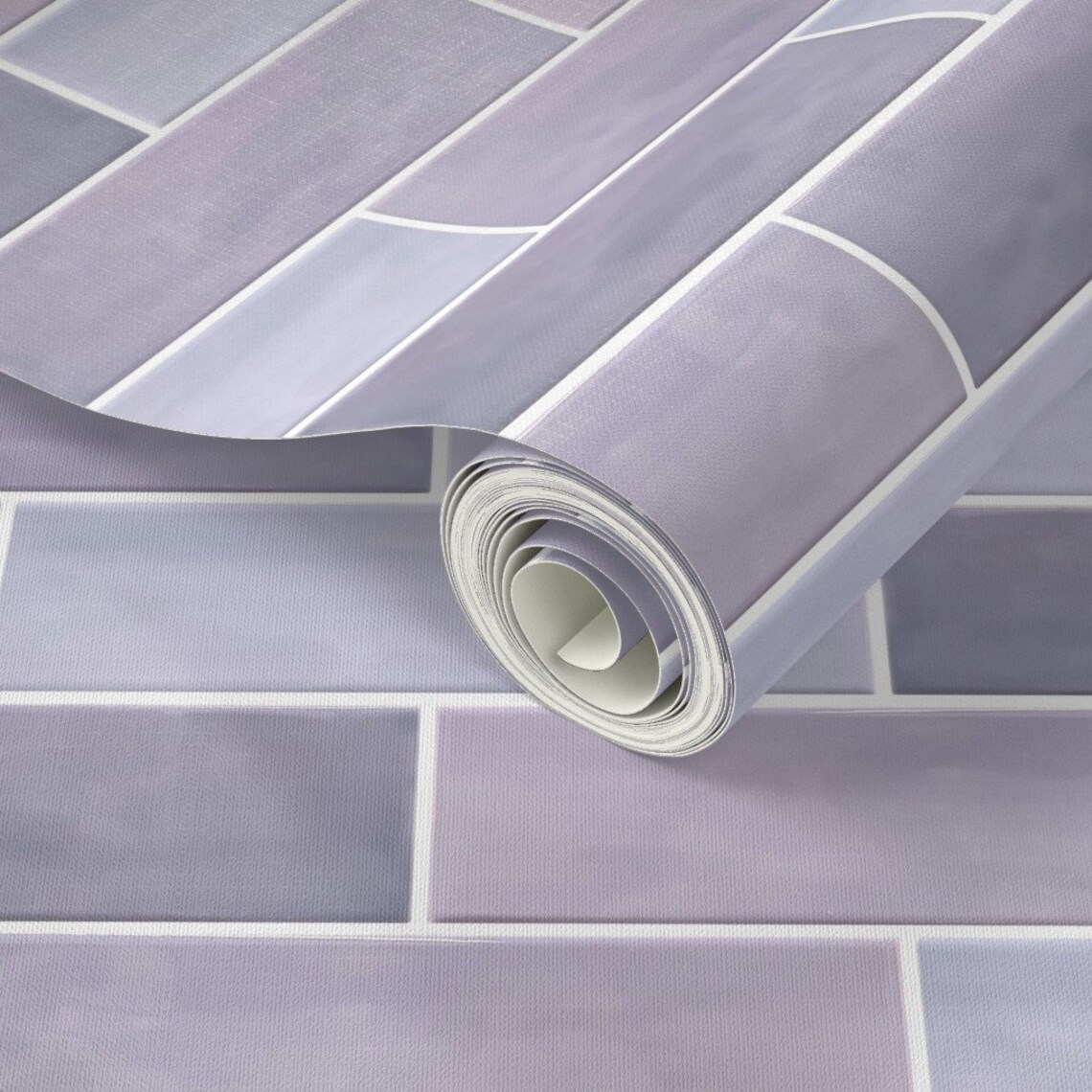 Subway Tile Wallpaper, Faux Tile Wallpaper, Purple Tile Wallpaper ...