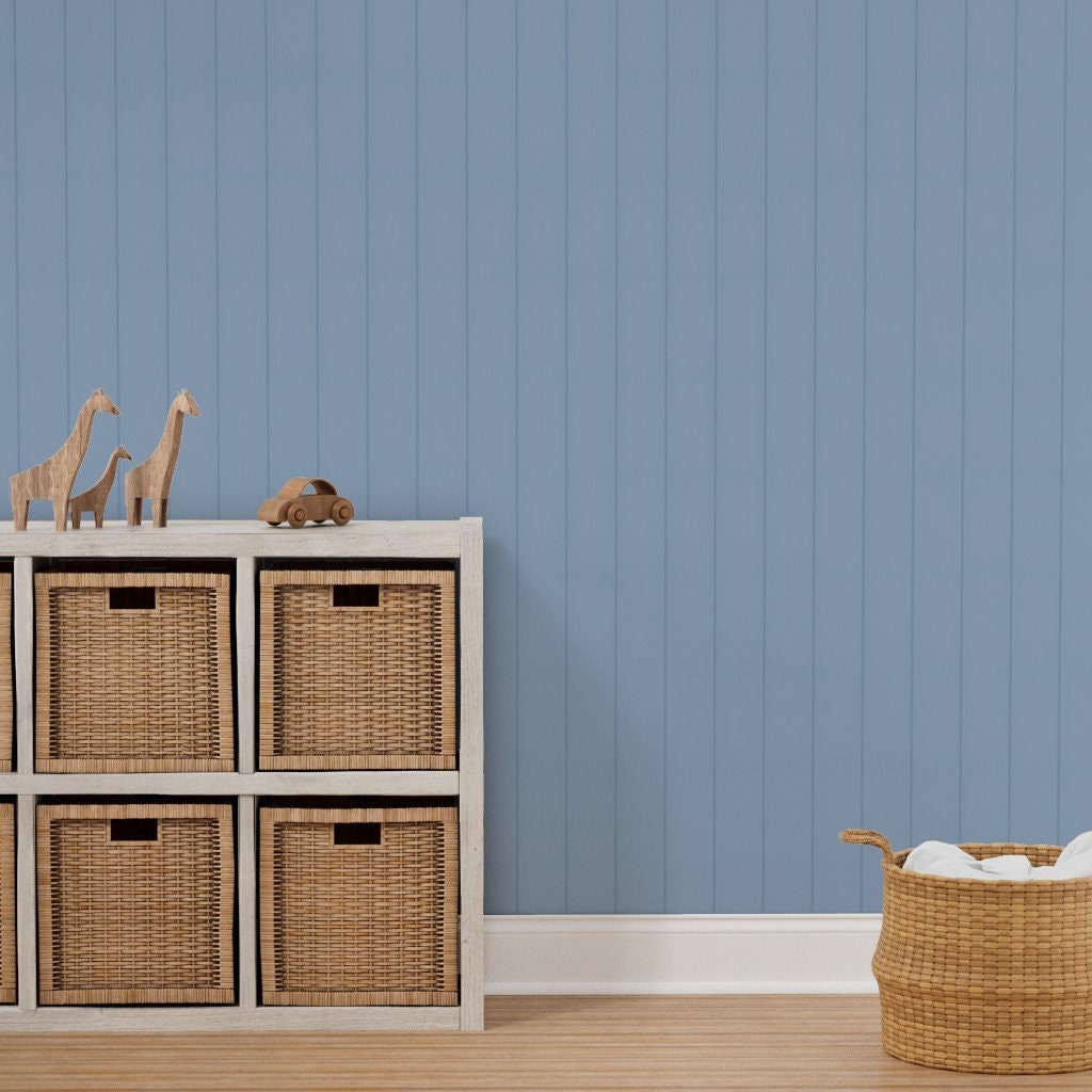 Vj Wall Panelling Wallpaper, Tongue and Groove Wallpaper, Blue ...