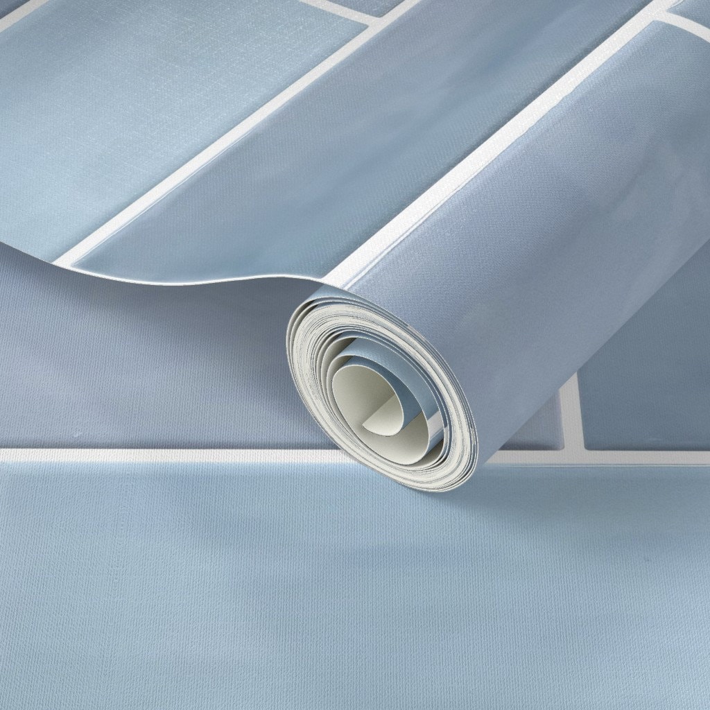 Subway Tile Wallpaper, Faux Tile Wallpaper, Blue Tile Wallpaper ...